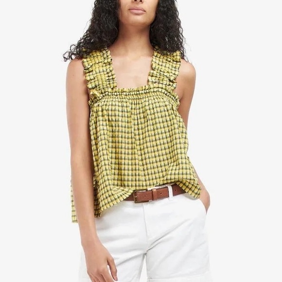 Barbour | Tops | Barbour Addison Top Sunrise Yellow Check Plaid 6 Nwt ...